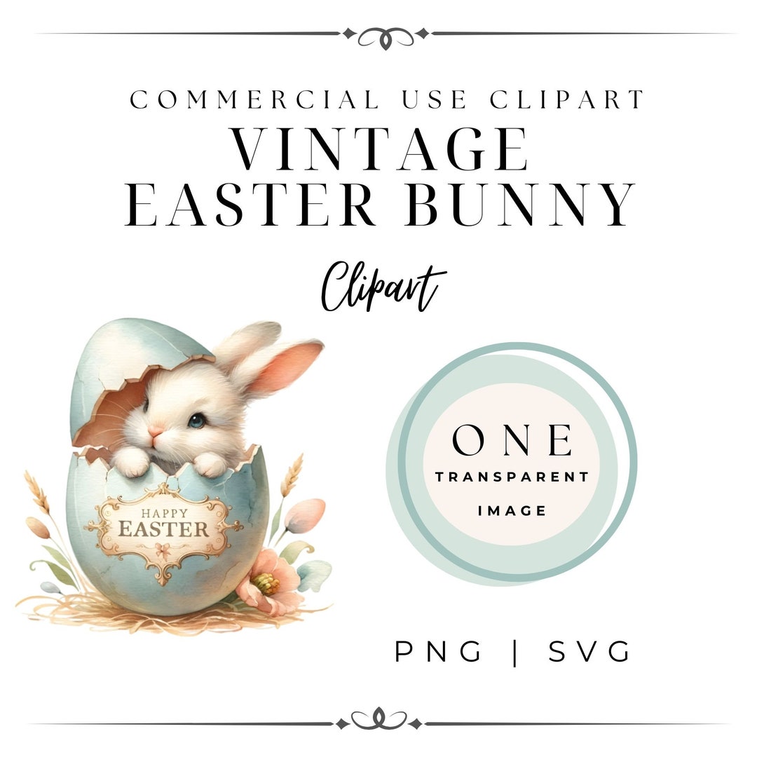 Vintage Easter Clipart, Cute Bunny Clipart, Vintage Bunny, Easter Bunny ...