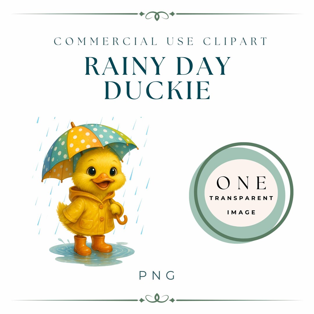 Rainy Day Duck Clipart, Cute Yellow Duckling in Raincoat PNG, Spring ...