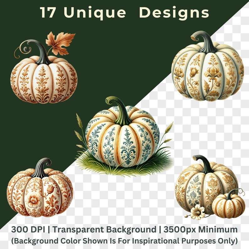 Vintage Fall Toile Clipart Pack, Autumn Pumpkin Graphics for Journals ...