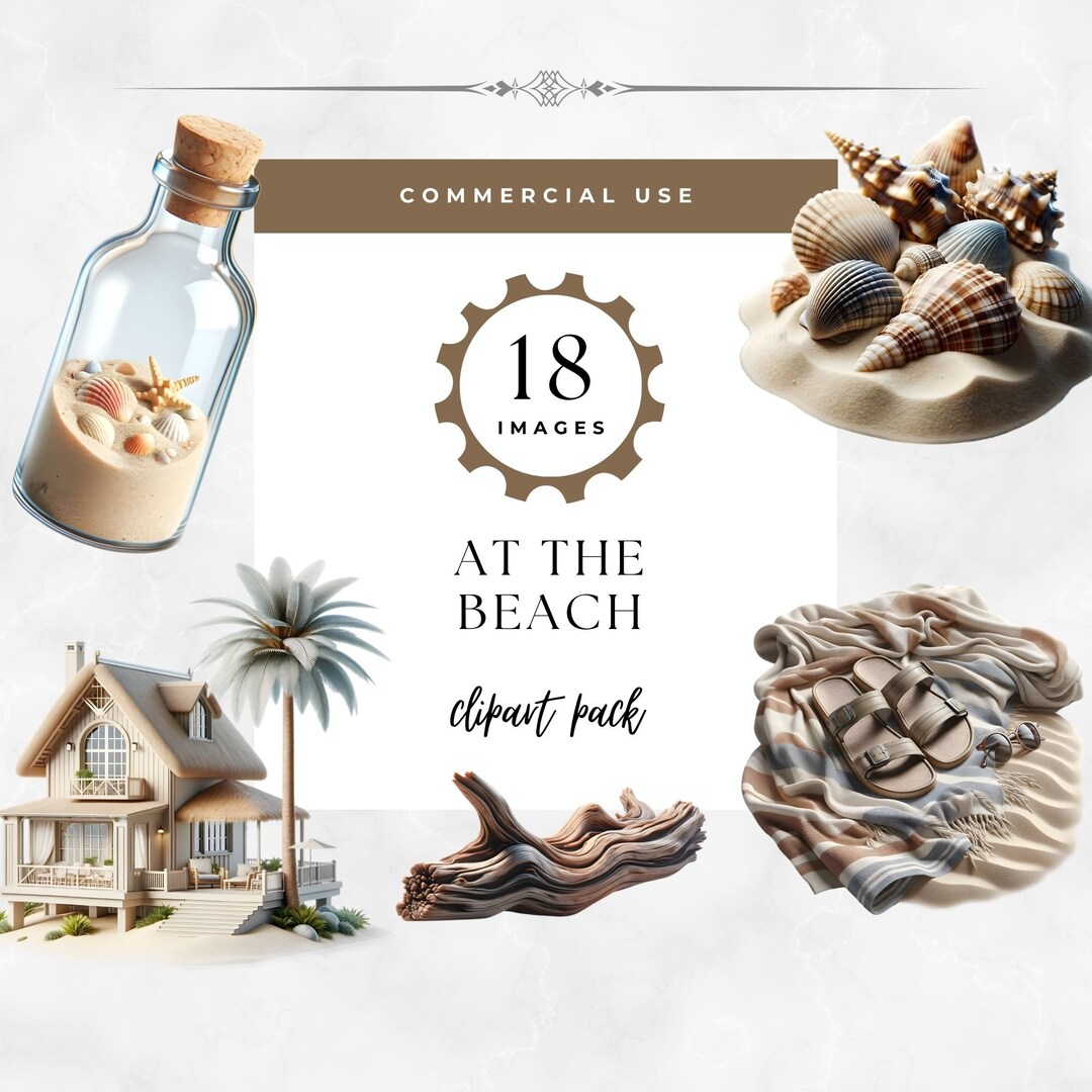 Beach Clipart Bundle, Tropical Summer Graphics,travel Seaside Art ...