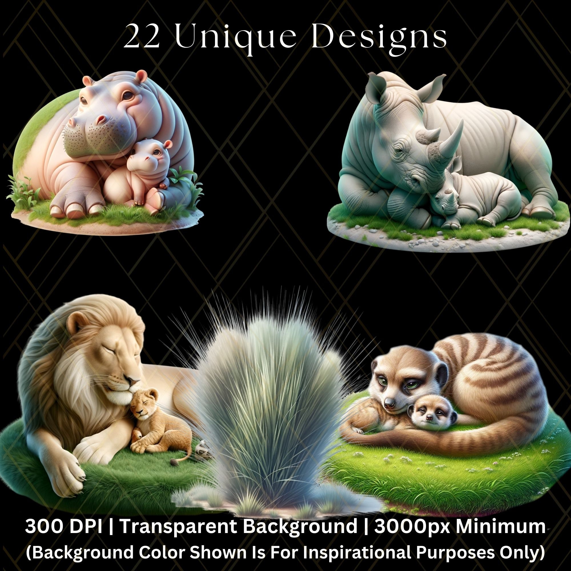 Baby Animal and Mom Clipart, Animal Mom and Baby Clipart, Nursery Decor ...