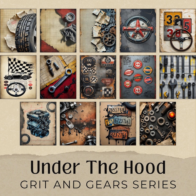 Mechanic Scrapbook Paper Pack, Masculine Junk Journal Kit, Digital ...