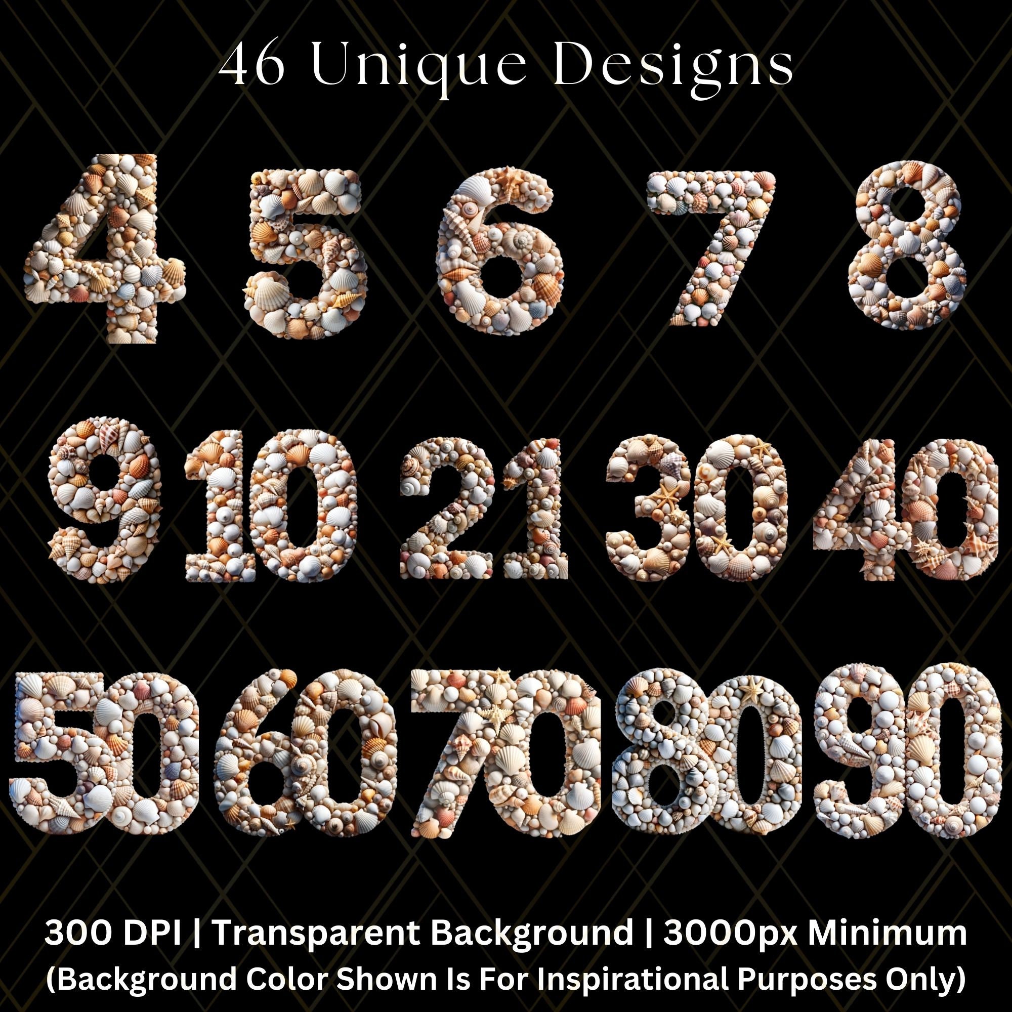 3D Letters and Numbers Clipart, Seashell Letters, Seashell Numbers ...