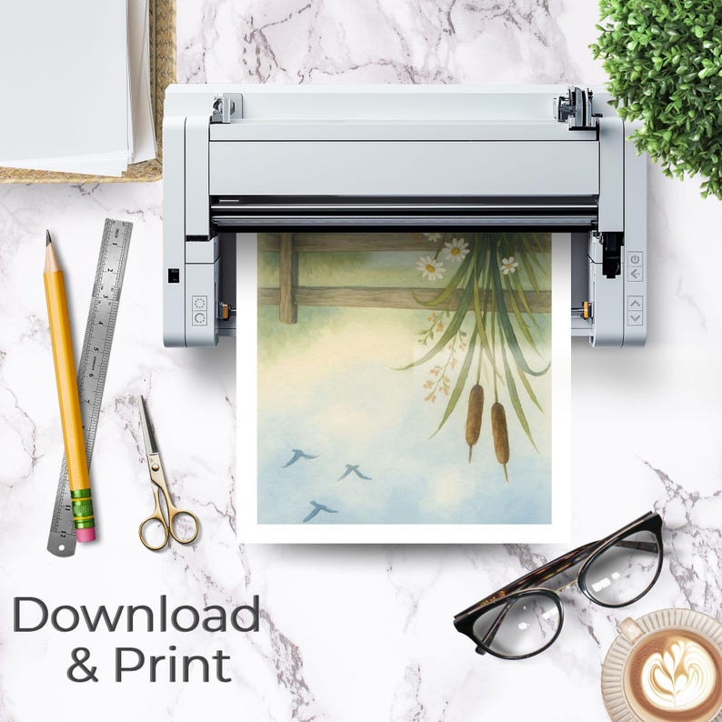 Cattails and Reeds Watercolor Clipart, Dragonfly Pond, Junk Journal - Etsy