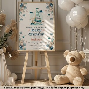 Baby Boy Clipart, Baby Shower, Nautical Clip Art, Newborn Nursery, Blue ...