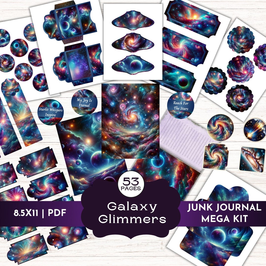 Galaxy Junk Journal, Galaxy Star Papers, Lunar Ephemera, Junk Journal ...