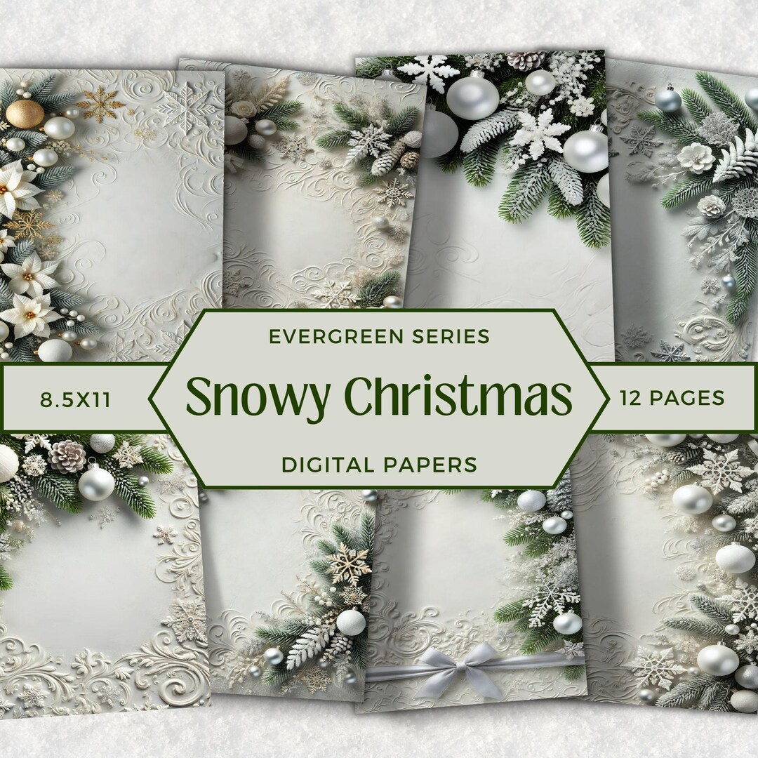 White Christmas Digital Papers, Winter Scrapbook Kit, Winter Wonderland ...
