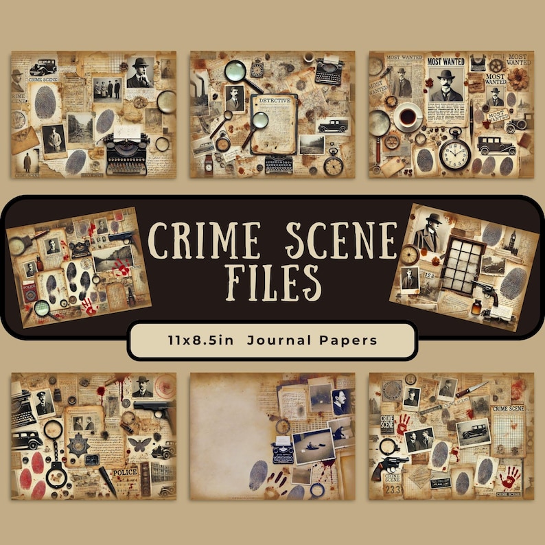 Crime Scene Junk Journal, Vintage Detective Digital Papers, True Crime ...