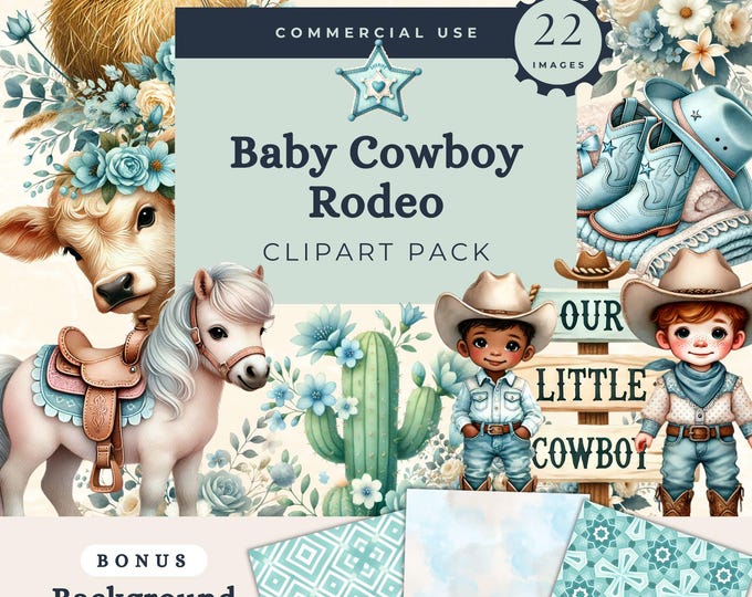 Baby Cowboy Clipart - Cowboy Baby Shower Clipart – Western Baby Boy ...