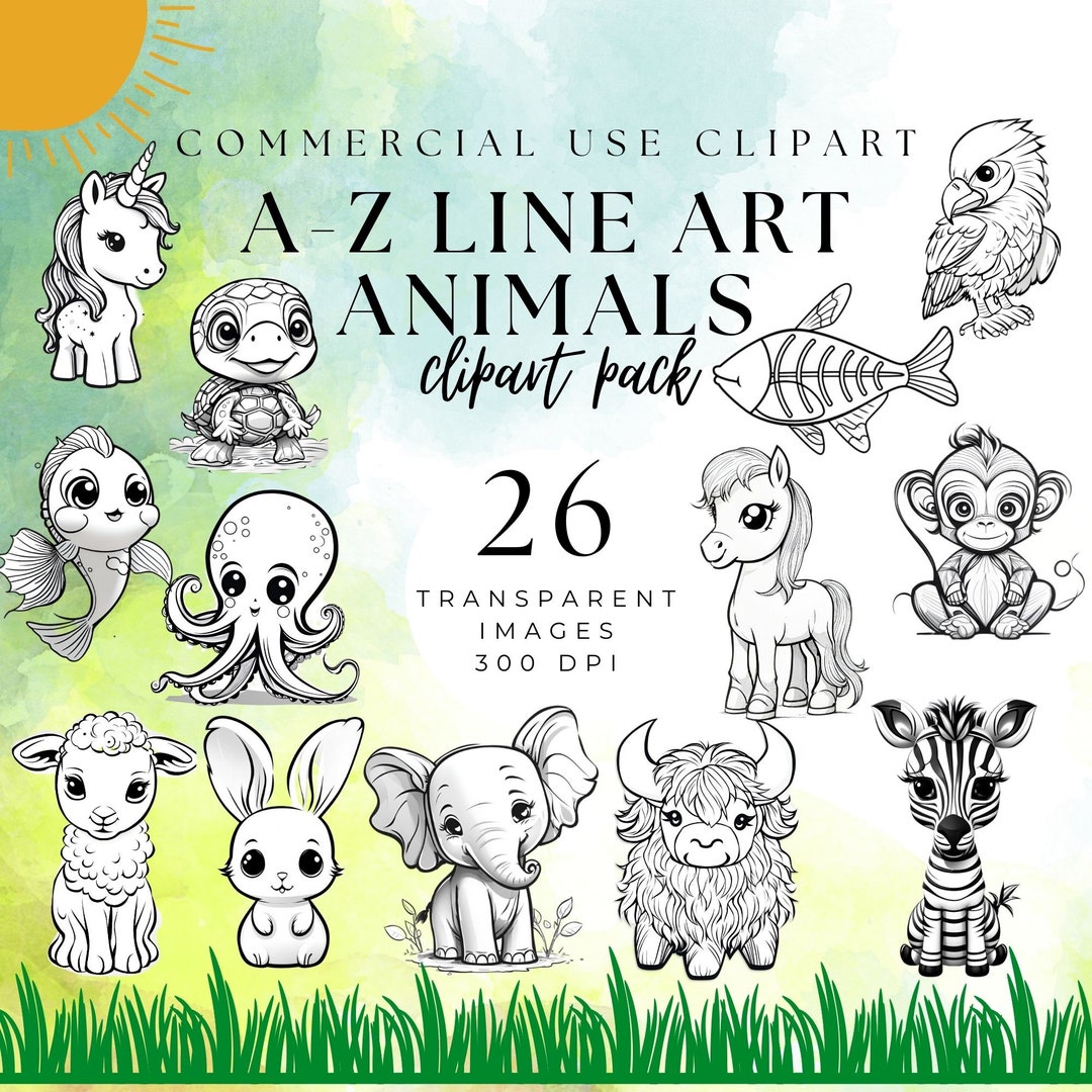 Animal Clipart Black and White, Animal Clipart,png,sublimation, A-Z ...