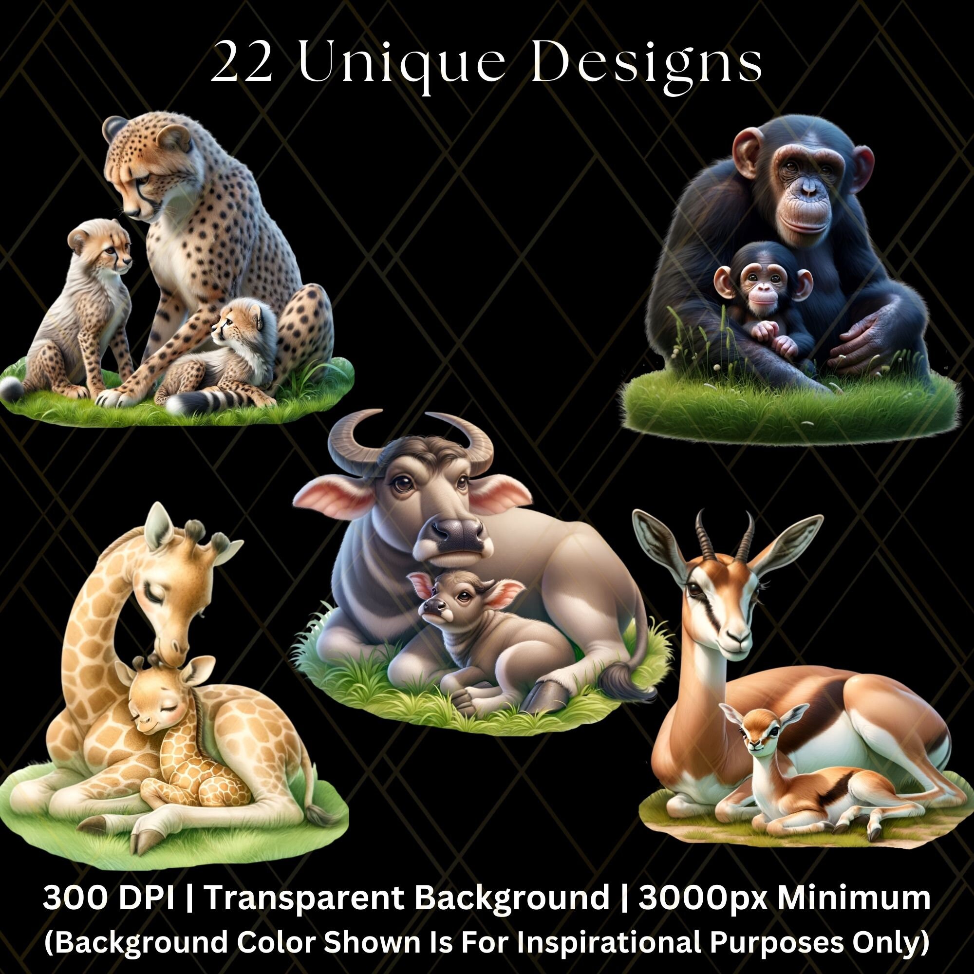 Baby Animal and Mom Clipart, Animal Mom and Baby Clipart, Nursery Decor ...