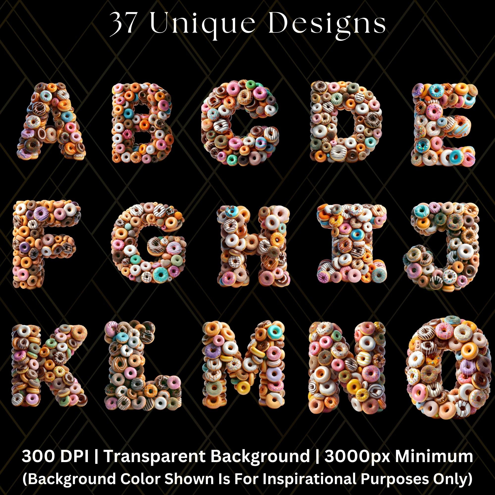 3D Donut Alphabet & Number Clipart, Sweet Letters Numbers Clipart Pack ...