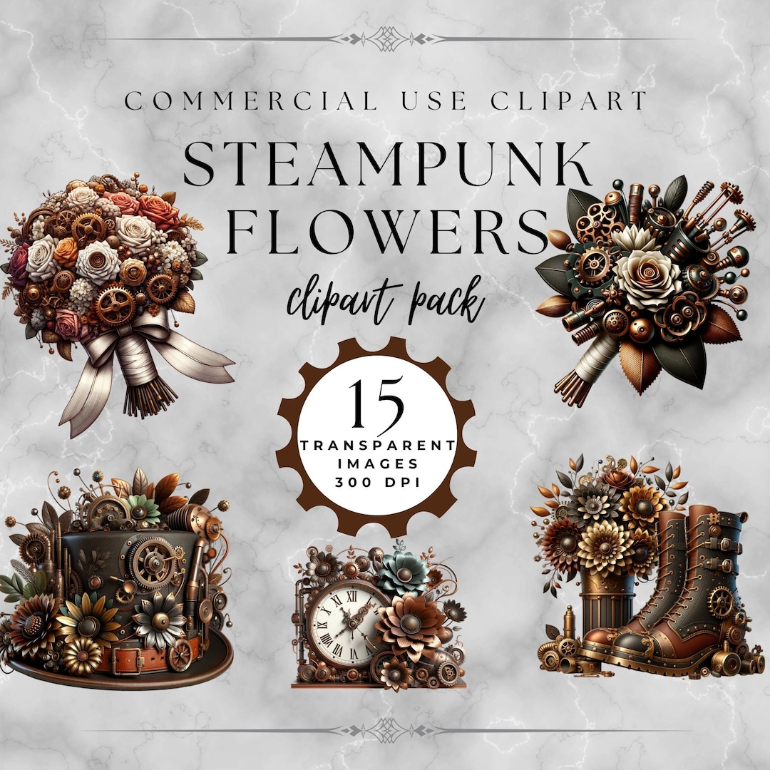 Steampunk Clipart, Steampunk Flowers, Steampunk Digital, Steampunk ...