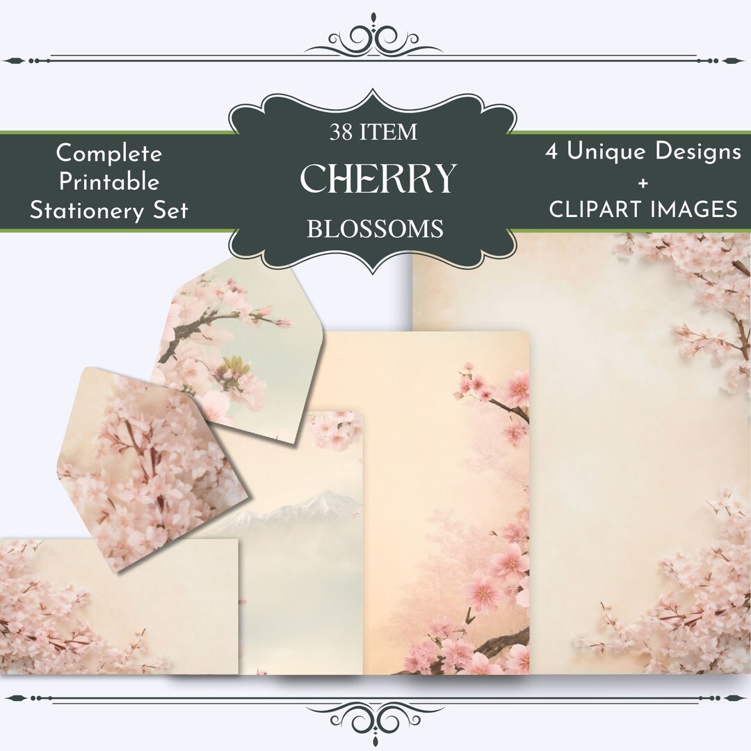 Cherry Blossom Stationery, Sakura, Stationery, Cherry Blossom Paper ...