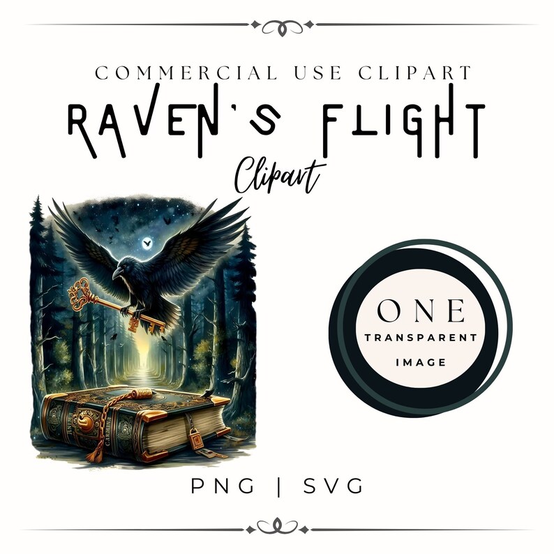 Raven Clipart, Crow Clipart, Gothic Raven, Lock and Key Clipart, Goth ...