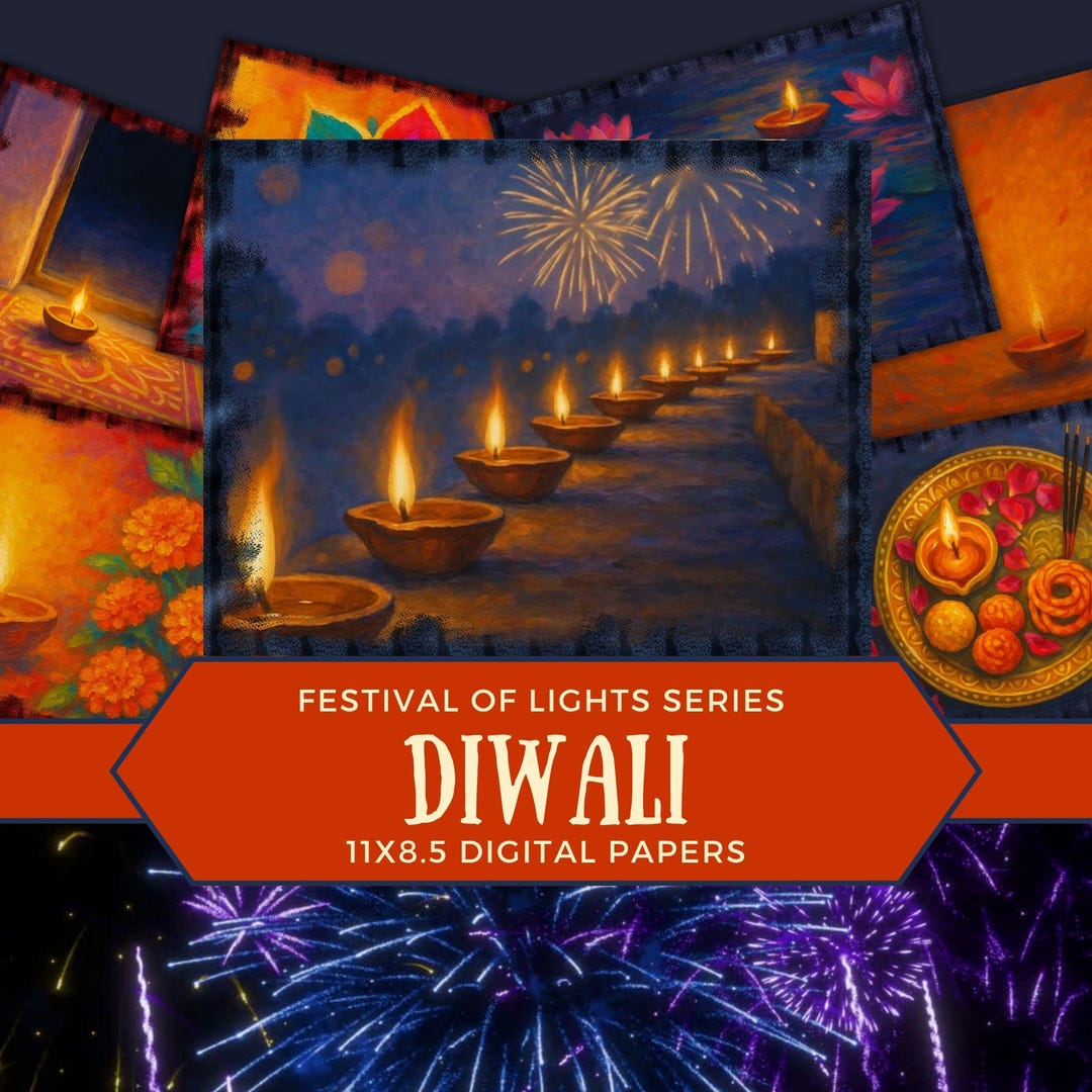 Diwali Digital Paper Pack - Festival of Lights Backgrounds, Indian ...