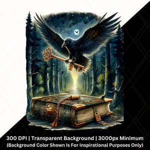 Raven Clipart, Crow Clipart, Gothic Raven, Lock and Key Clipart, Goth ...
