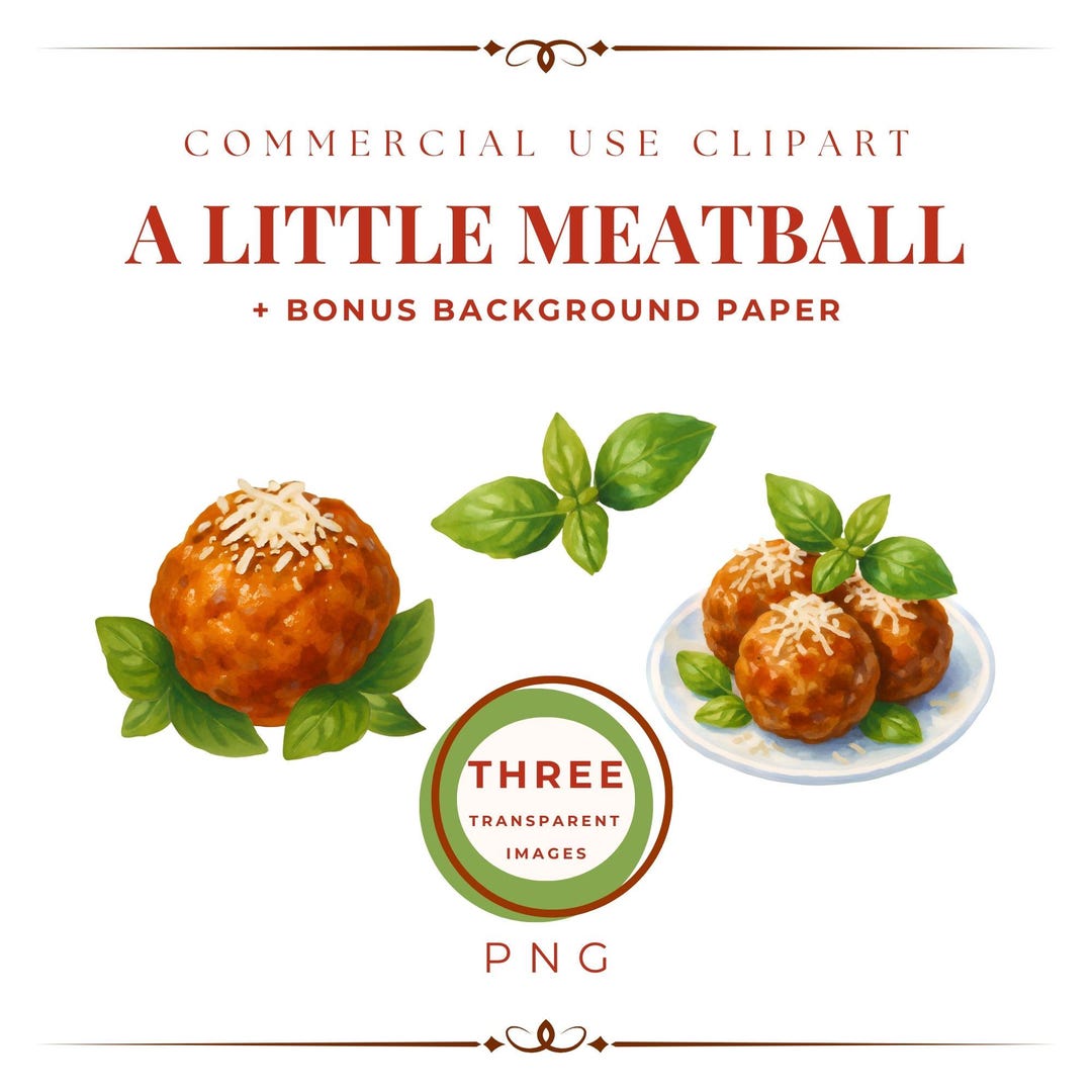 Meatball PNG Pack, Cute Pasta Party Digital PNG, Little Meatball Party ...