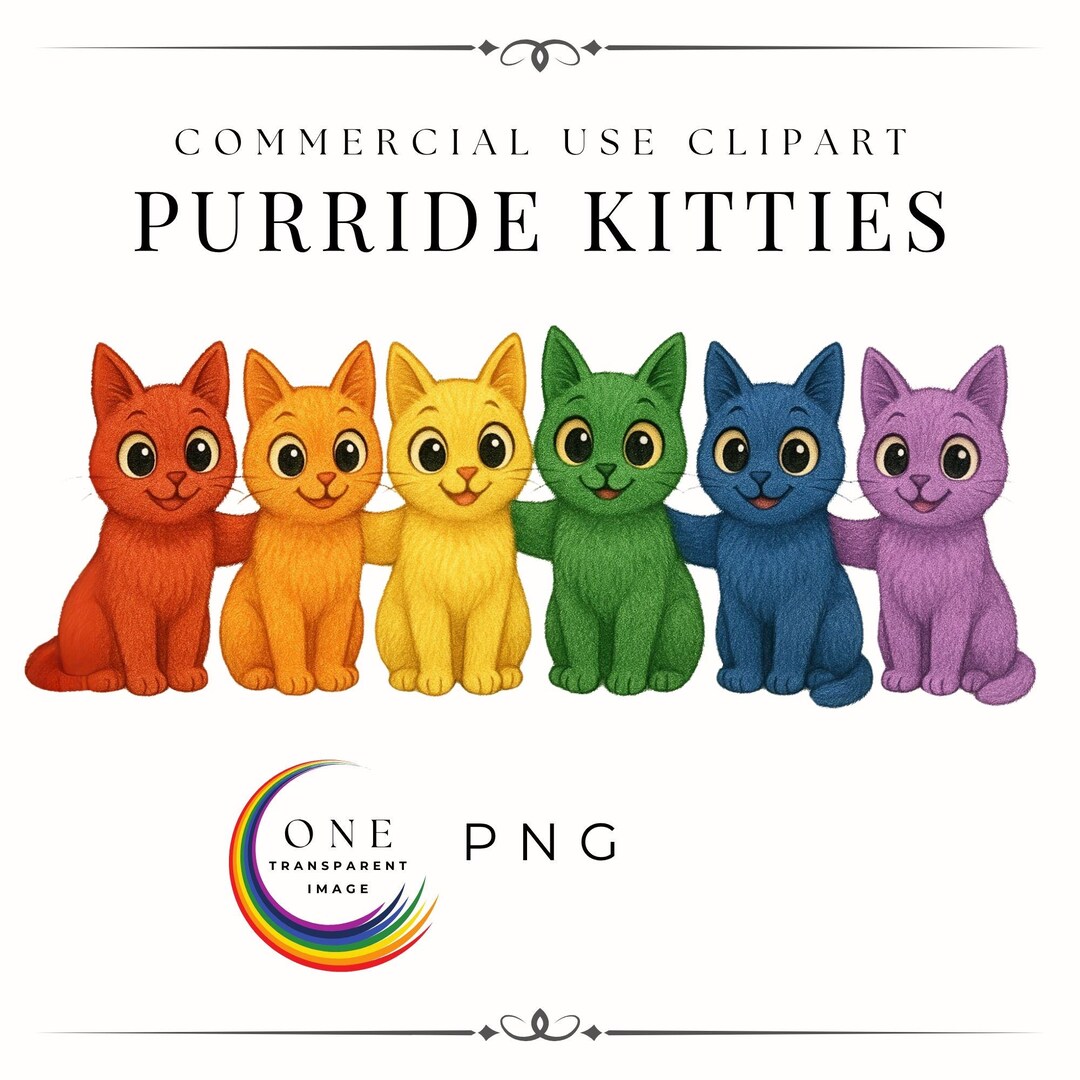 Pride Cat Clipart, Rainbow Cat PNG, LGBTQ Sticker Art, Kawaii Pride Cat ...