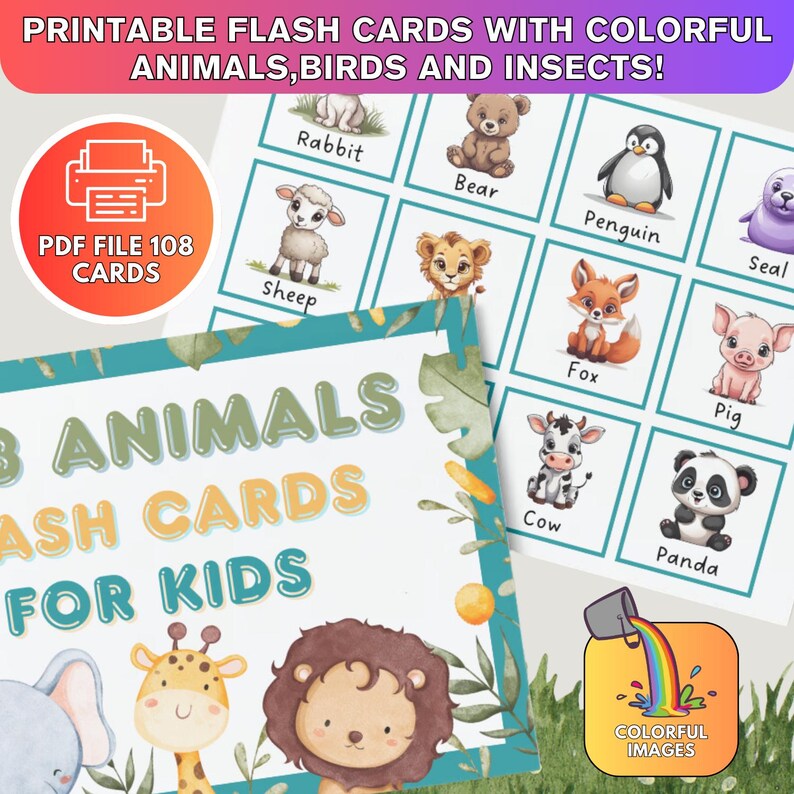 Printable Flash Cards With Adorable Animals | Instant Download ...