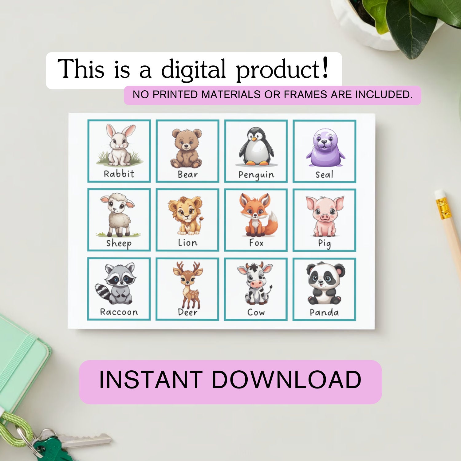 Printable Flash Cards With Adorable Animals | Instant Download ...