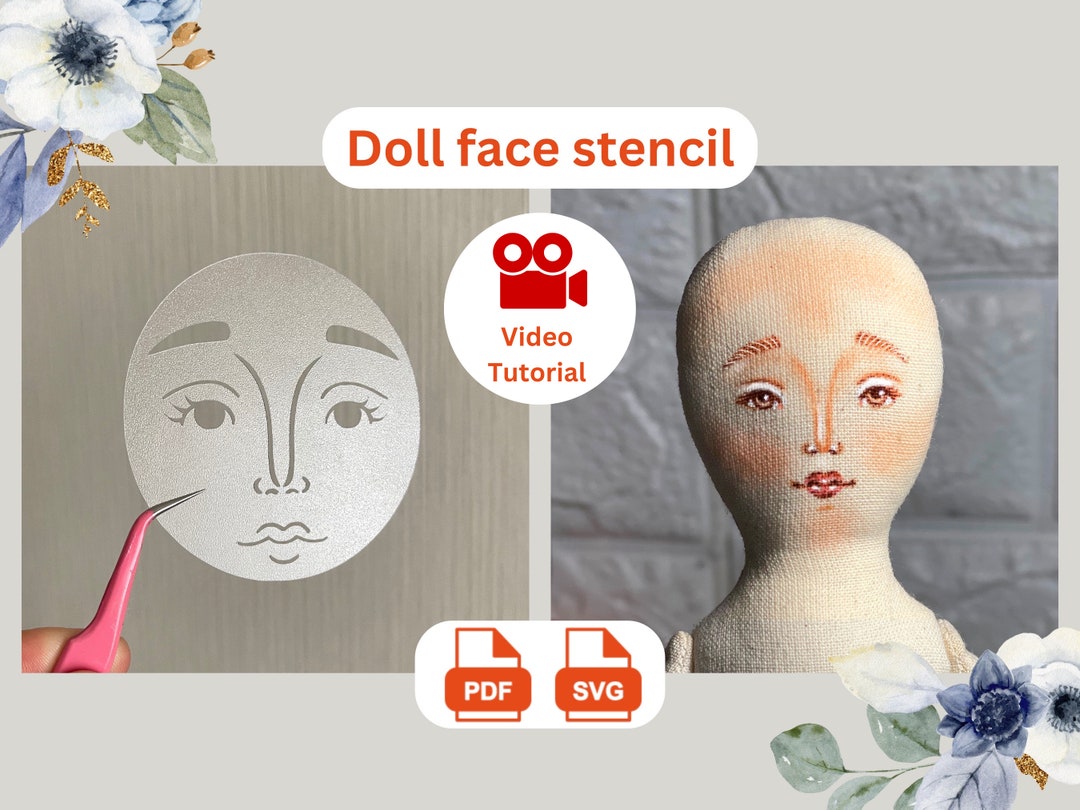 Doll Face Stencil Template for Hand Embroidery or Painting Cricut ...