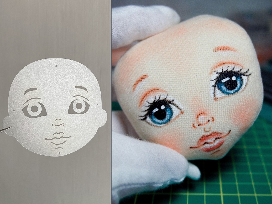 Doll Face Stencil Template for Hand Embroidery or Painting Cricut ...
