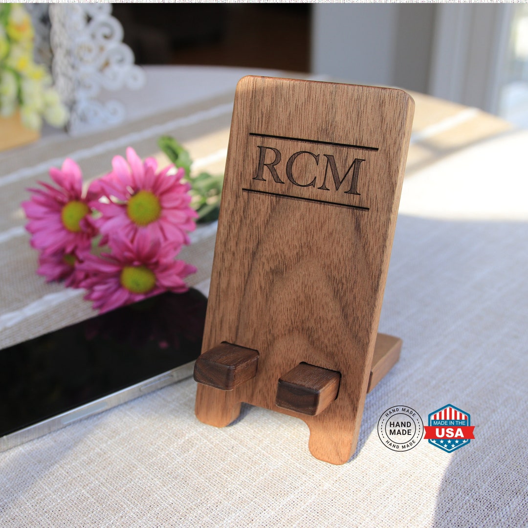 Engraved Walnut Phone Stand: Personalized iPhone Holder - Etsy