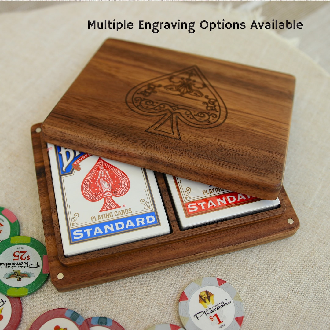 Personalized Walnut Playing Card Box: Poker Gift - Etsy