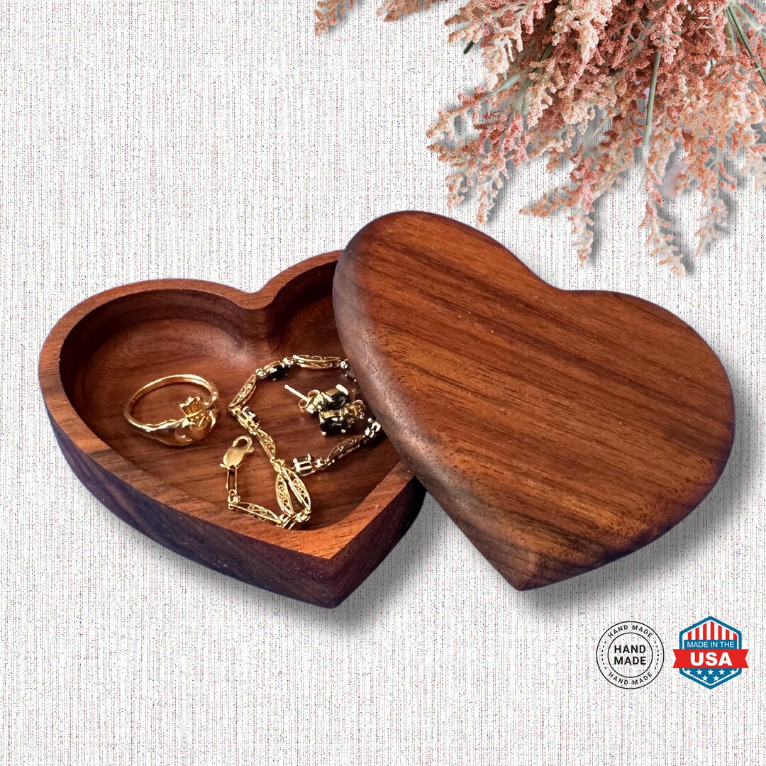 Personalized Heart Wooden Jewelry Box: Engraved Keepsake Gift - Etsy