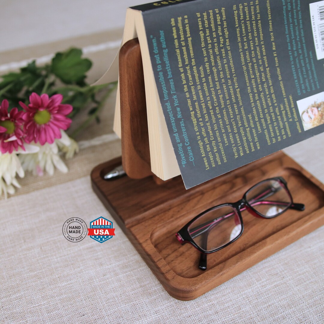 Handcrafted Wooden Book Valet: Walnut or Cherry Nightstand Caddy - Etsy