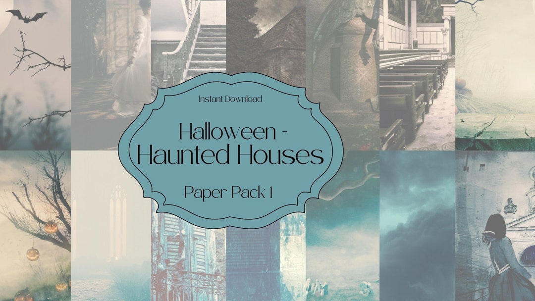 Halloween - Haunted House Printable Paper Pack 1, Black & White, Junk ...
