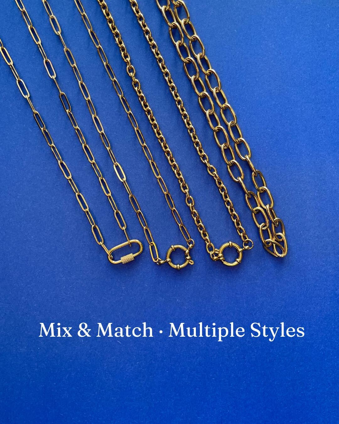 FamÉ Mix & Match Necklace | 18k Gold Plated Chains for Charms | 4 ...