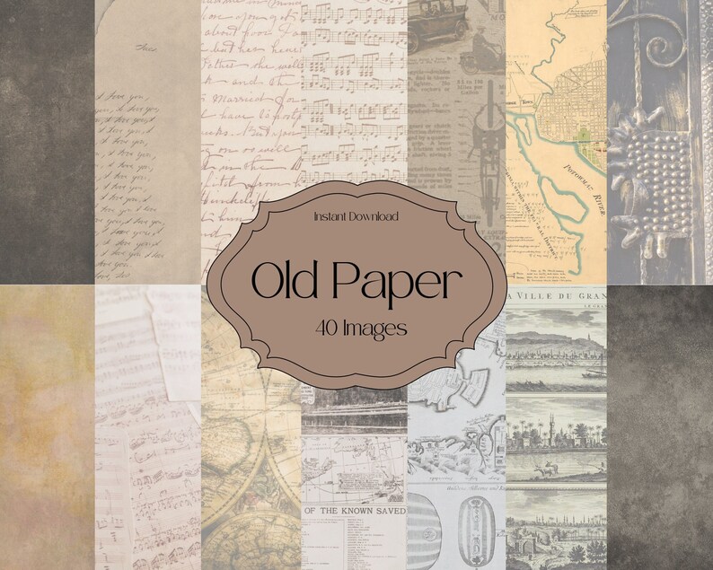Old Paper Textures Digital Printable Scrapbook Paper Vintage Antique ...