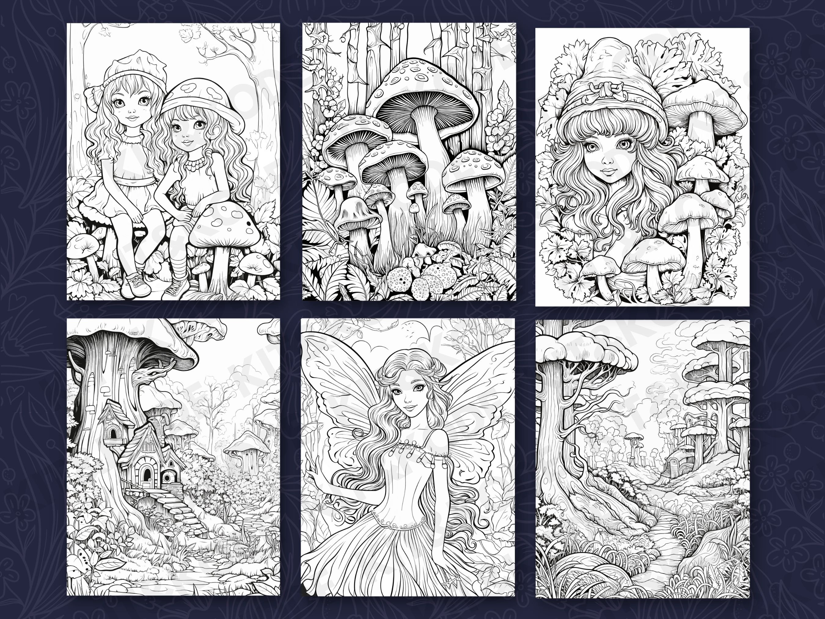Forest and Fairies Coloring Pages Mushroom Coloring (Download Now) - Etsy