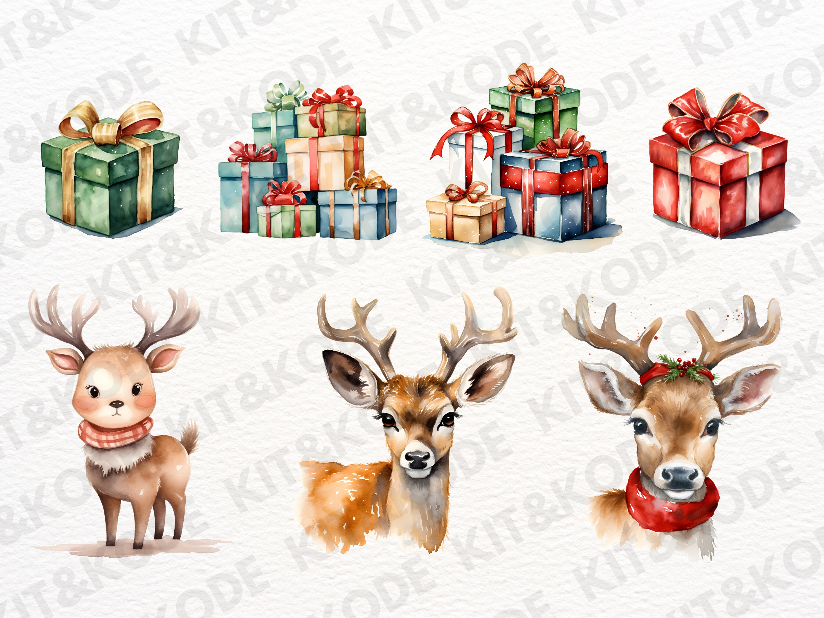 40 Pcs Christmas Watercolor Clipart, Santa Clipart, Watercolor Clipart ...
