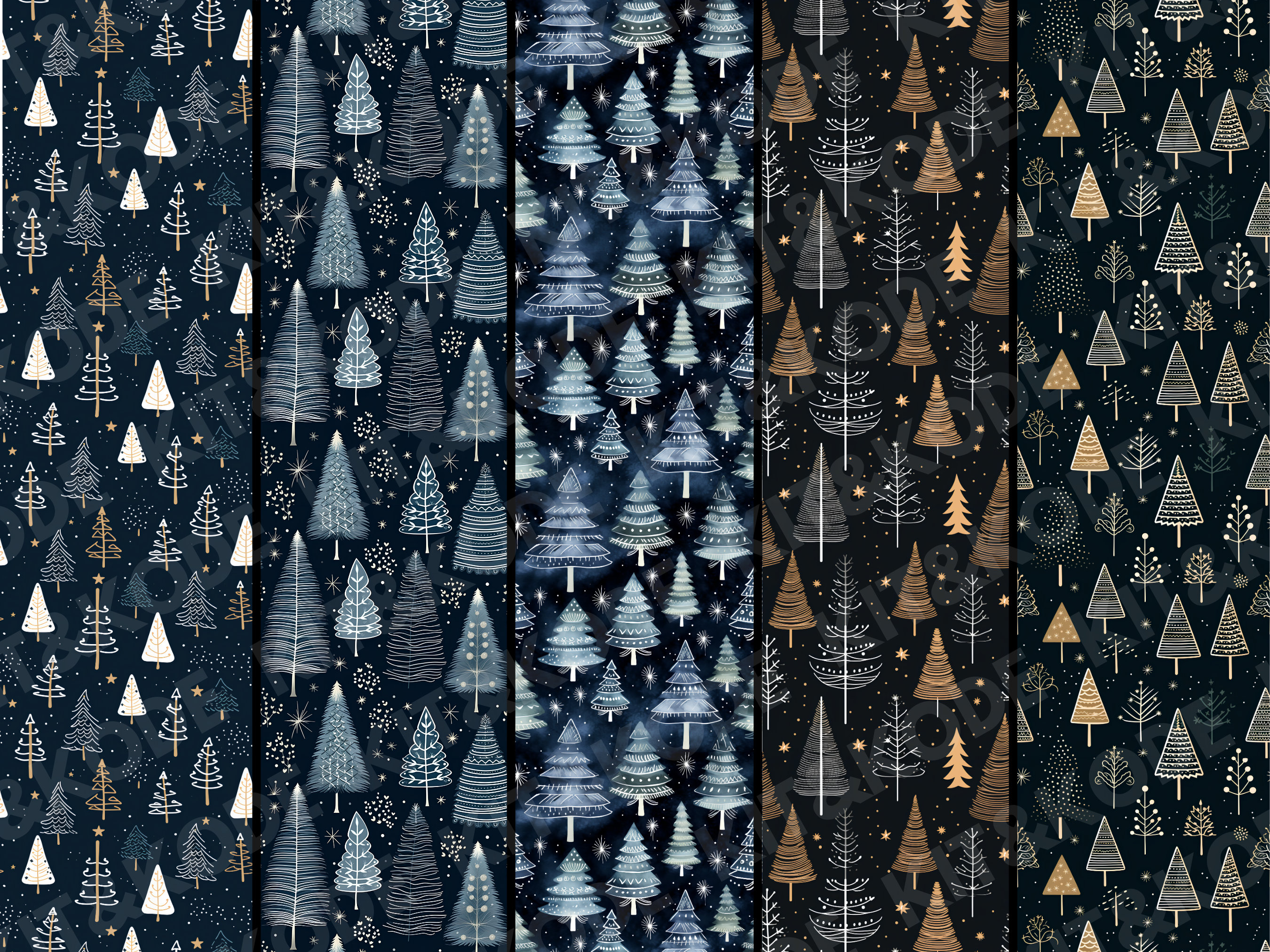 Christmas Digital Paper, Digital Paper Pack, Scandinavian Trees Pattern ...