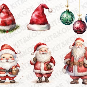 40 Pcs Christmas Watercolor Clipart, Santa Clipart, Watercolor Clipart ...