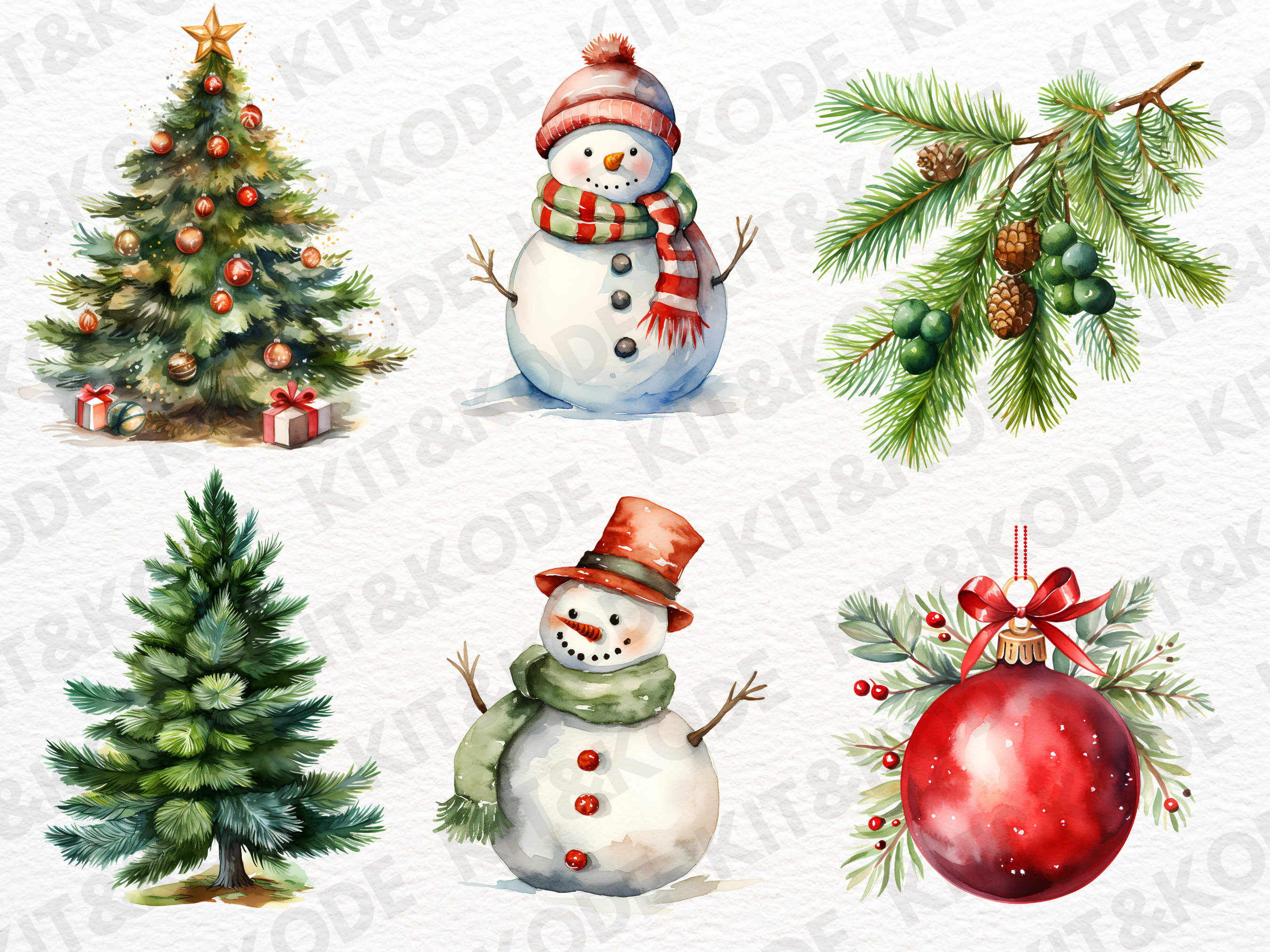 40 Pcs Christmas Watercolor Clipart, Santa Clipart, Watercolor Clipart ...