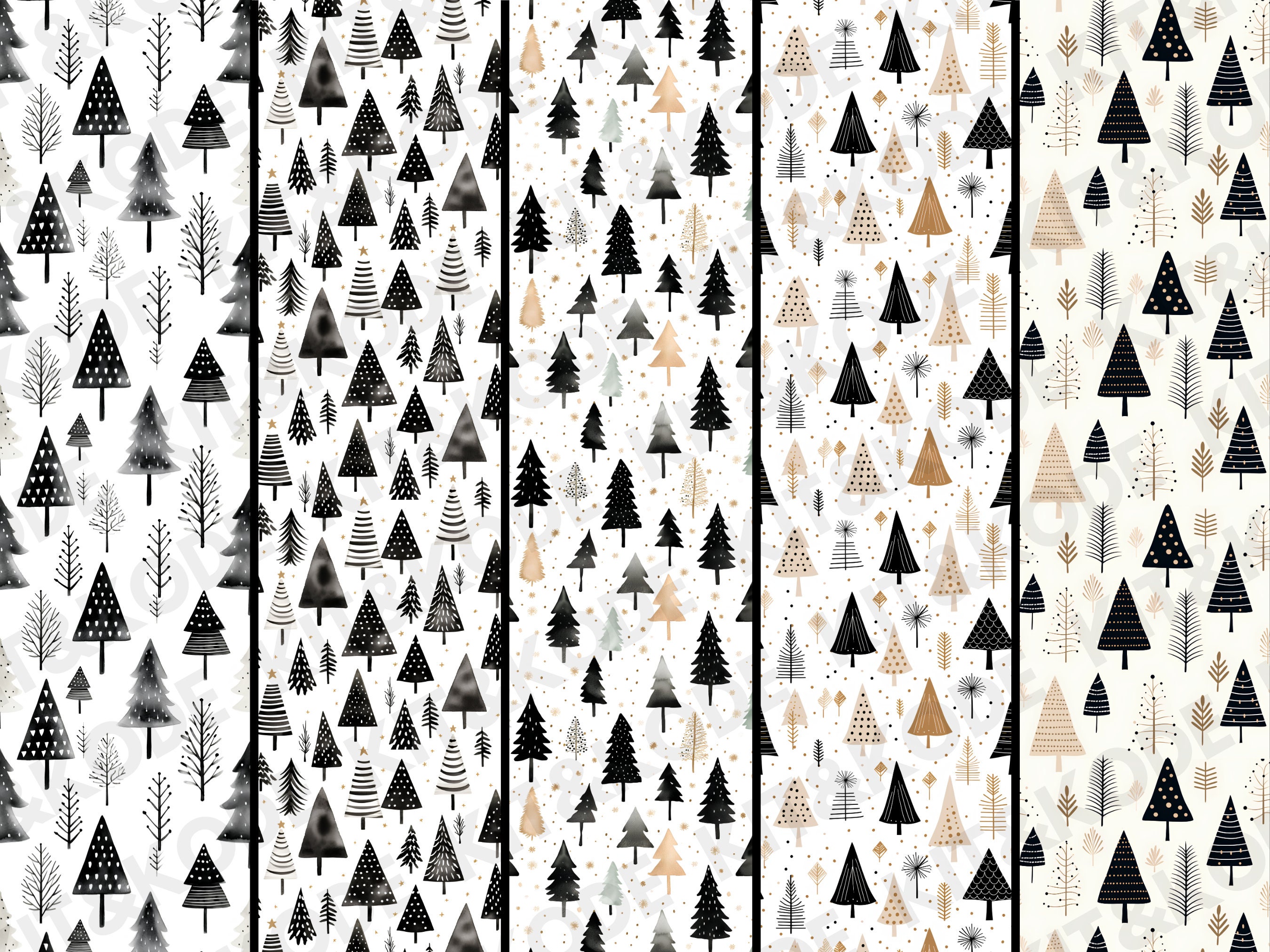 Christmas Digital Paper, Digital Paper Pack, Scandinavian Trees Pattern ...