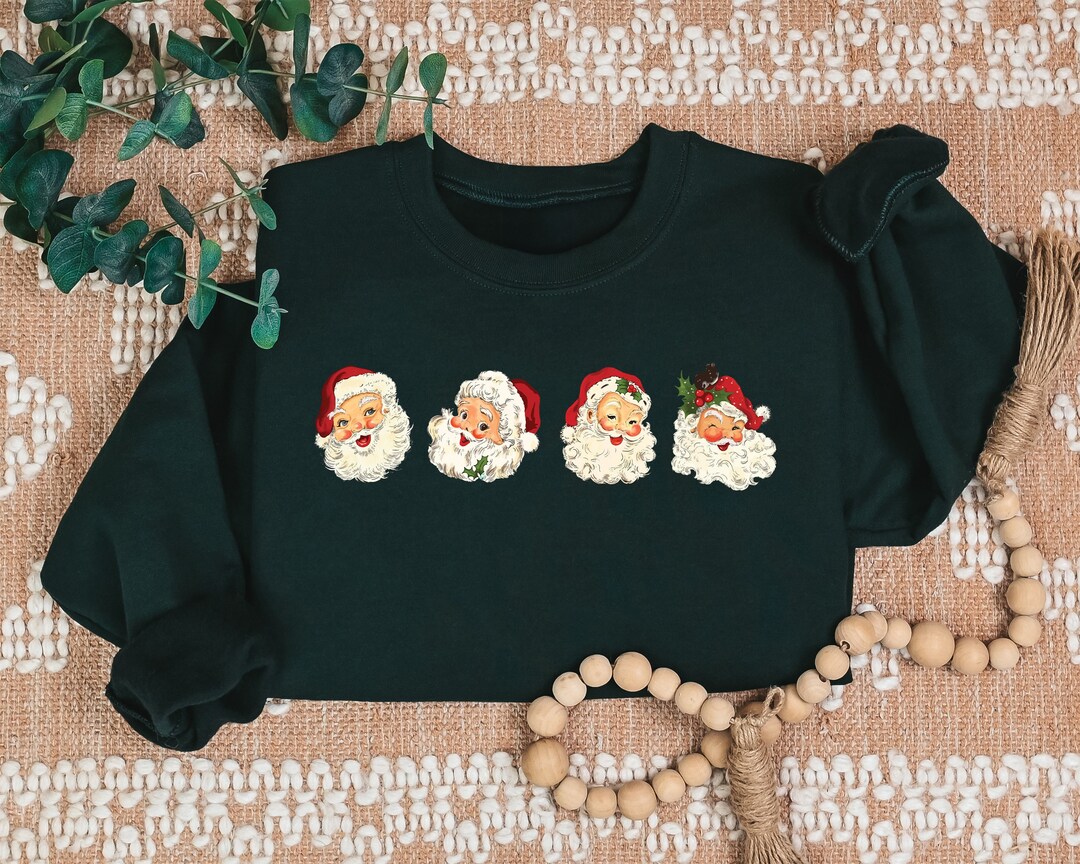 Santa Merry Christmas Sweatshirt, Santa Claus Sweater, Women's Xmas ...