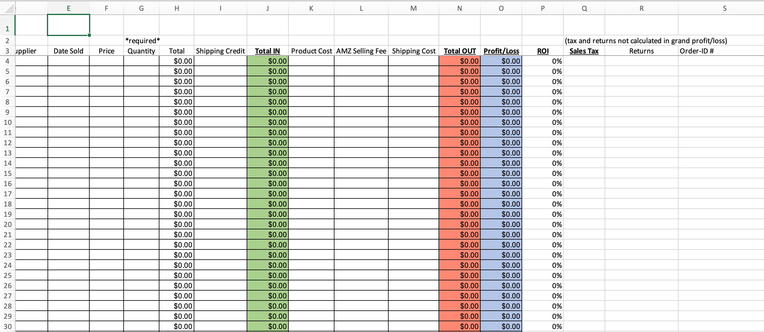 Easy to Use Amazon FBM Seller Excel Sheet Profit Loss Spreadsheet ...