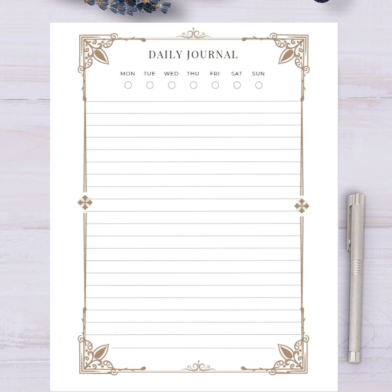 Elegant Printable Daily Journal, Daily Planner, Notes, Plans, to Do ...