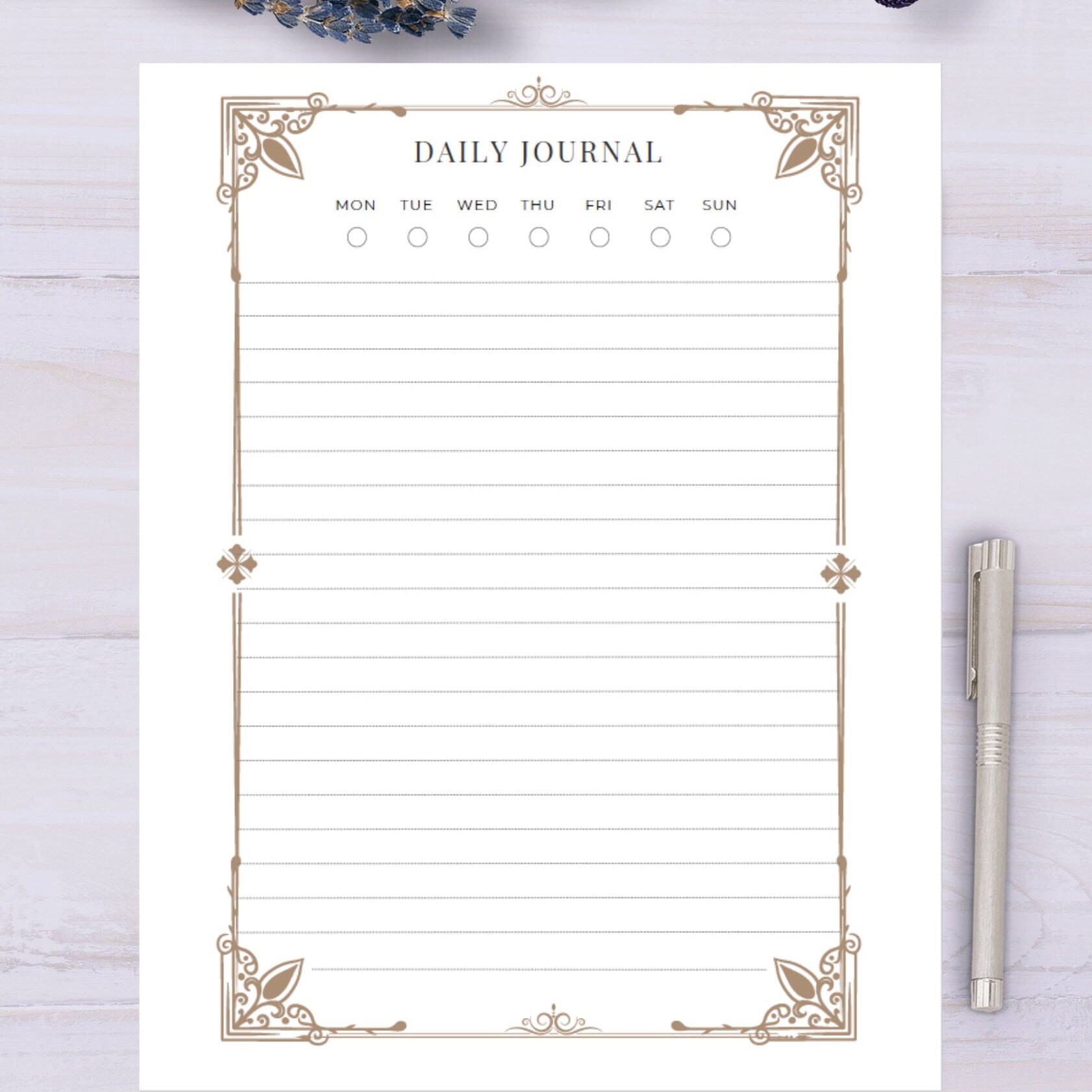 Elegant Printable Daily Journal Daily Planner Notes Plans - Etsy