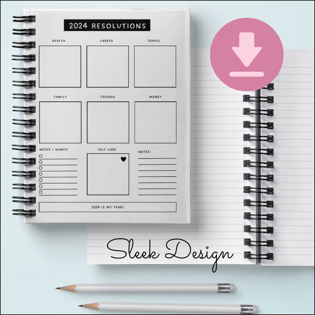 2024 Resolution Journal Pdf, 2024 Goals Planner, New Years Goals, New ...