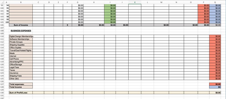 Etsy Seller Excel Sheet: Profit and Loss Tracker (digital Download) - Etsy