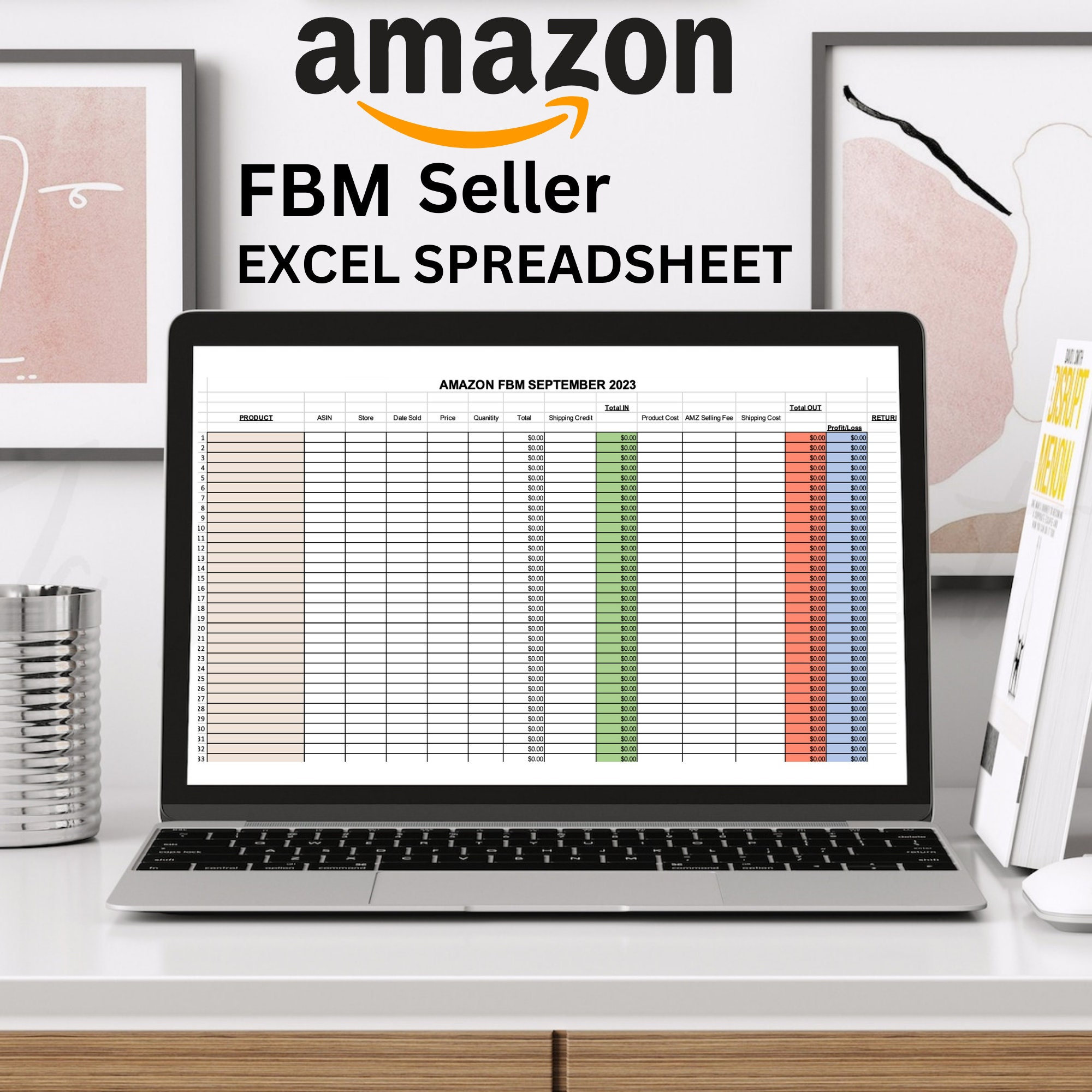 Easy to Use Amazon FBM Seller Excel Sheet Profit Loss Spreadsheet Template Basic Super Simple - Etsy