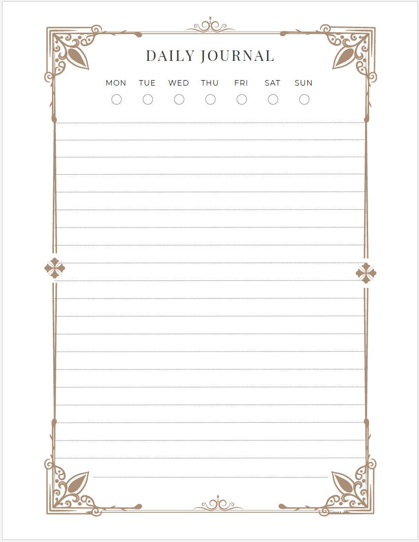 Elegant Printable Daily Journal Daily Planner Notes Plans - Etsy