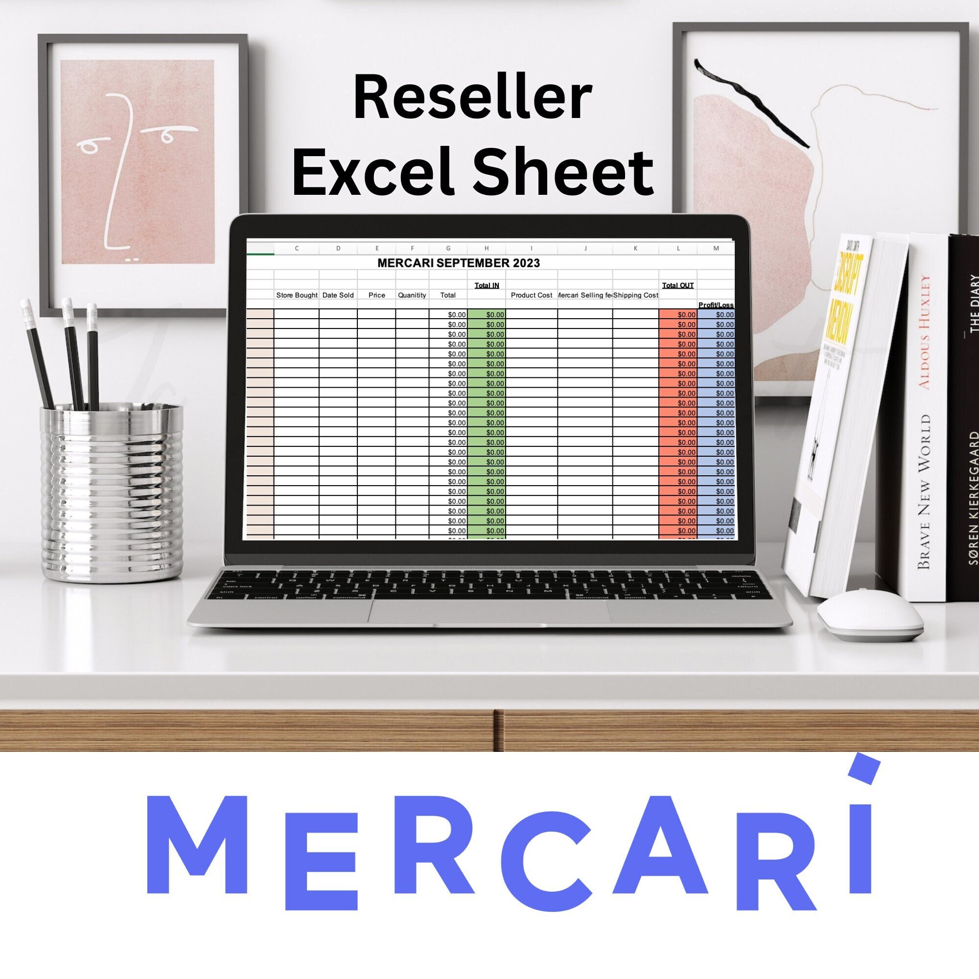 Mercari Reseller Excel Spreadsheet Profit Loss Tracker and Bookkeeping ...