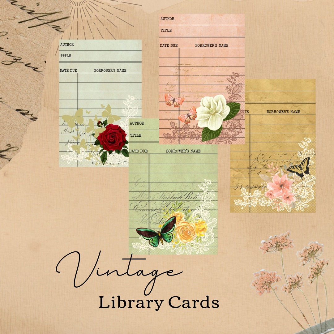 Digital Vintage Botanical Library Cards for Junk Journal Butterflies ...